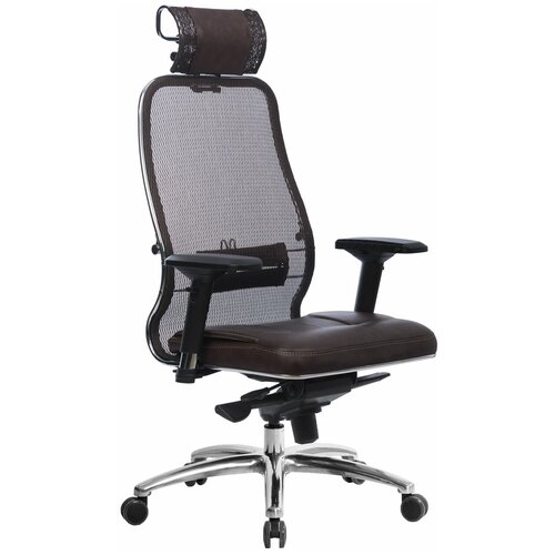 Компьютерное кресло Метта Samurai SL-3.04 для руководителя, обивка: экокожа/сетка, цвет: темно-коричневый