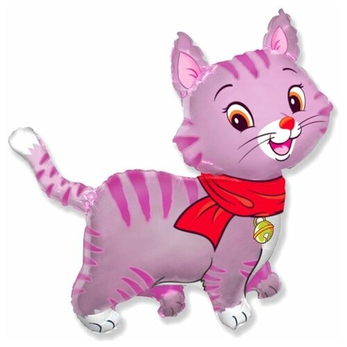 Шар фольгированный 30" «Кошечка с шарфом», цвет розовый
