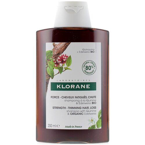 Klorane шампунь Strength-thinning hair, loss with quinine and organic edelweiss, 200 мл