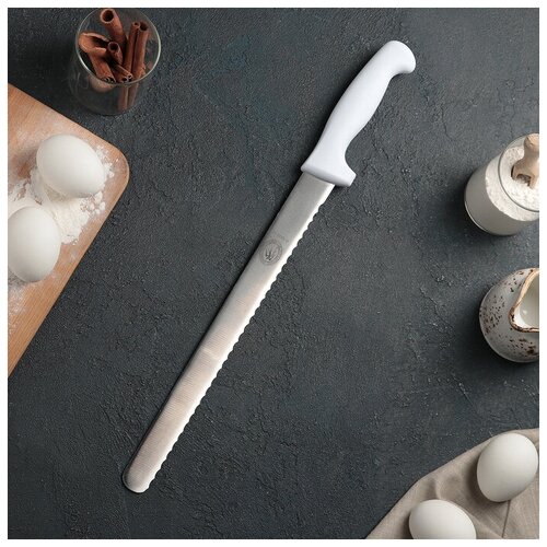Нож для бисквита, крупные зубчики, ручка пластик, рабочая поверхность 30 см (12»), толщина лезвия 1,8 мм
