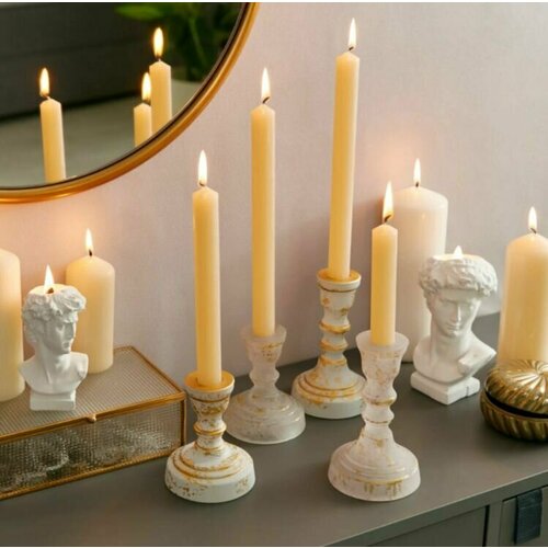 Набор интерьерных свечей Рустик 25 см цвет бежевый 4 шт Набор свечей столовых