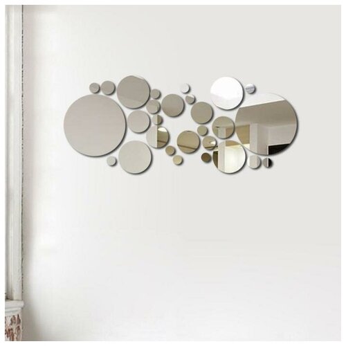 Наклейки интерьерные "Пузырьки", зеркальные, декор на стену, d от 2 до 15 см, 32 эл (комплект из 4 шт)