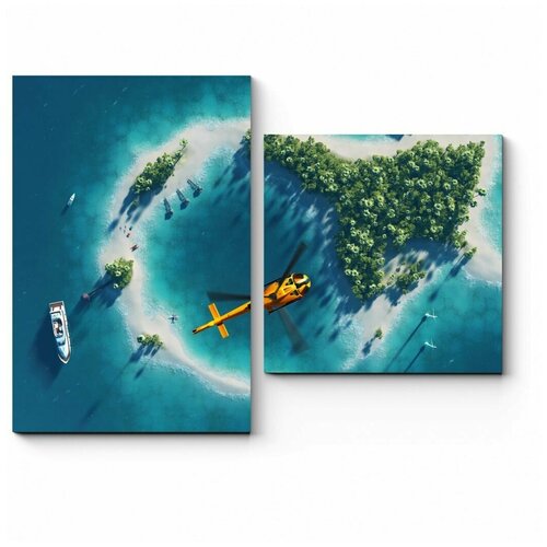 Модульная картина Тропический остров с высоты90x68