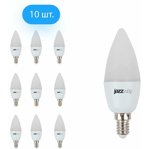 Светодиодная лампа JazzWay PLED Super Power C37 9W эквивалент 75W 3000K 820Лм E14 свеча (комплект из 10 шт)
