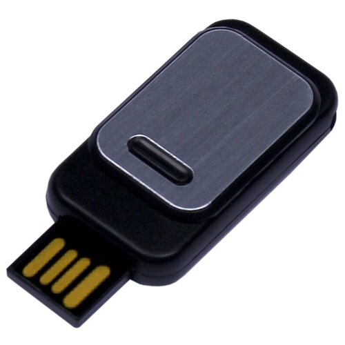 Пластиковая прямоугольная выдвижная флешка с металлической пластиной (32 Гб / GB USB 2.0 Черный/Black 045)
