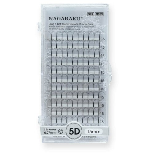 Ресницы Nagaraku пучковые 5D, 12 линий (10мм, C, 0.07мм)
