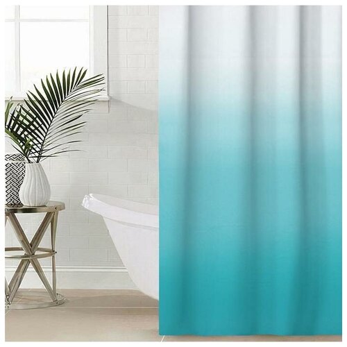 Штора для ванны SAVANNA "Градиент", 180х180 см, EVA, цвет морская волна