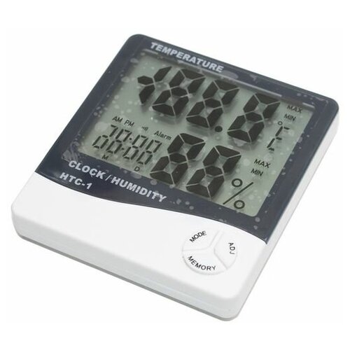 Термометр-гигрометр цифровой HTC-1 комнатный, часы, будильник