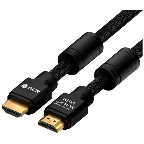 Кабель HDMI 2.0 серия PROF нейлон Ultra HD 4K 3D 18 Гбит/с для Apple TV PS4 Xbox One разъемы 24К GOLD (GCR-HM481), черный, 12.0м