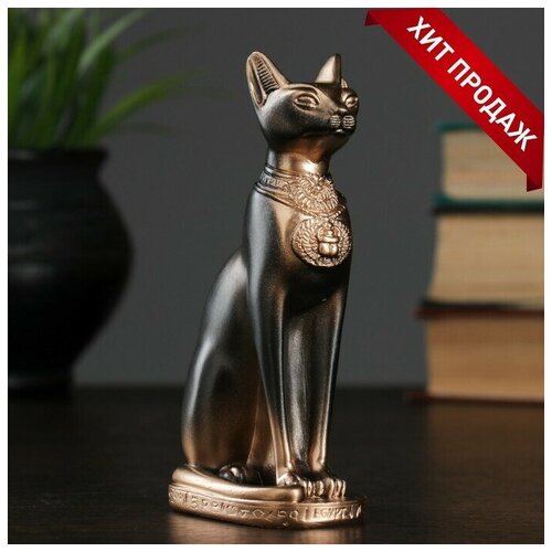 Фигура Кошка египетская бронза, 7х14х5см