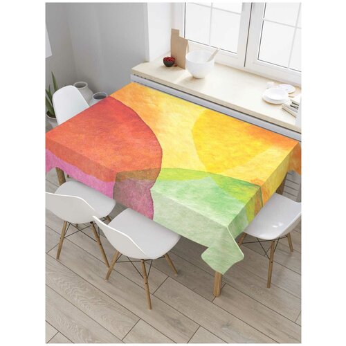 Скатерть прямоугольная JoyArty на кухонный стол "Красочная иллюзия" из оксфорда, 180x145 см