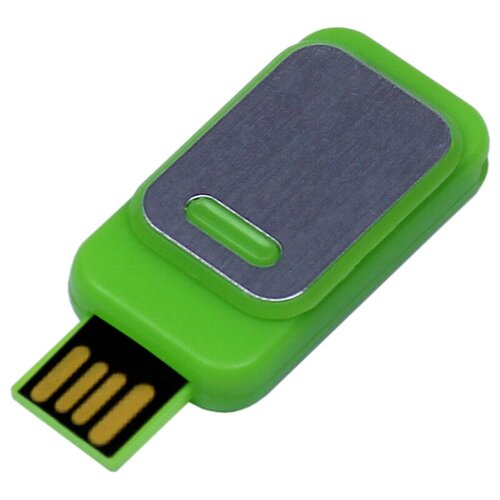Пластиковая прямоугольная выдвижная флешка с металлической пластиной (4 Гб / GB USB 2.0 Зеленый/Green 045)