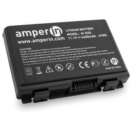 Аккумуляторная батарея (аккумулятор) AI-K50 для ноутбука Asus K40, K50, K70, F82, X5, 11.1V 4400mAh (49Wh) Amperin