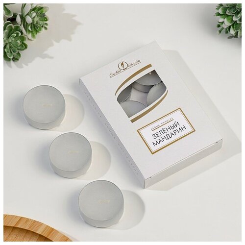Набор свечей чайных ароматизированных "Зеленый мандарин", 6 шт, 12 гр
