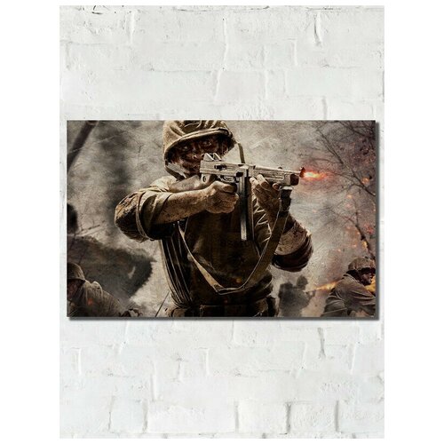 Картина интерьерная на рельефной доске, размер 47х30, материал ОСП игра Call Of Duty World at War - 11070 Г