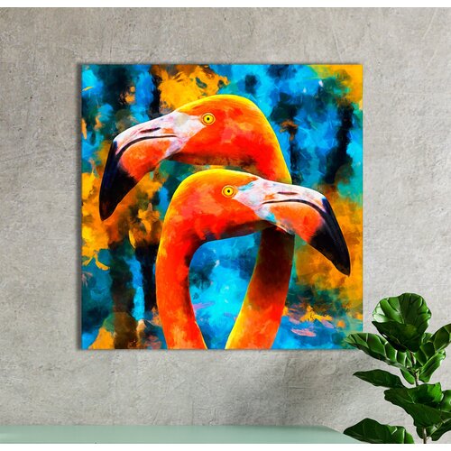 Картина КартинуМне! интерьерная Красный фламинго 50х50 см