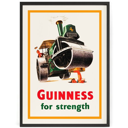 Рекламный плакат пива Гиннесс (Guinness) с карикатурой 1930х годов 90 x 60 см в тубусе