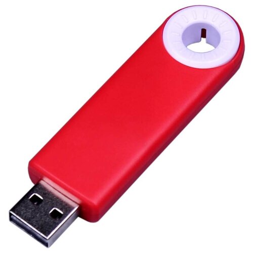 Классическая красная выдвижная пластиковая флешка с круглым отверстием (128 Гб / GB USB 3.0 Белый/White 035R)