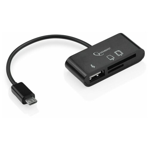 Кабель USB 2.0 OTG  Gembird с картридером для тел/планшетов UHB-OTG-01 USBAF, MicroSD, SD/MicroBM, 0.12м, блистер