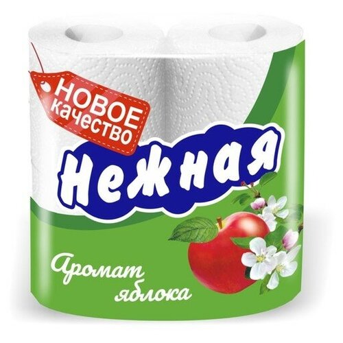 Нежная Туалетная бумага "Нежная Арома яблоко", 2 слоя, 4 рулона