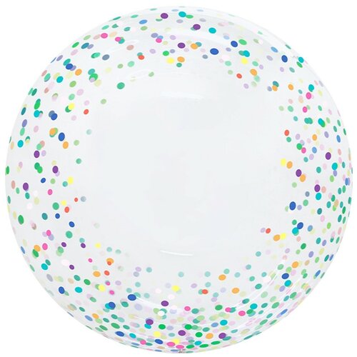 Шар (20''/51 см) Сфера 3D, Deco Bubble, Разноцветное конфетти, Прозрачный, Кристалл, 1 шт. в упак.