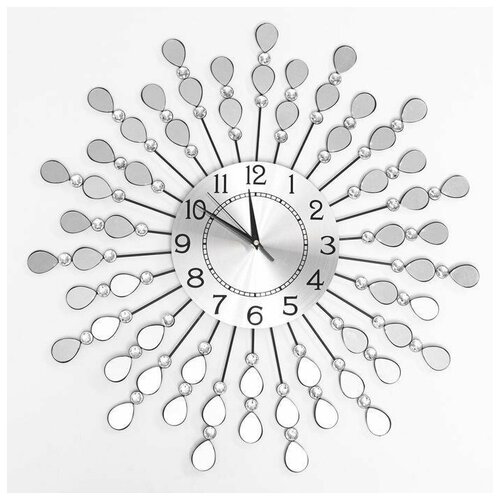 Часы настенные, серия: Ажур, "Зеркальные лепестки", плавный ход, 59 см, циферблат 22 см