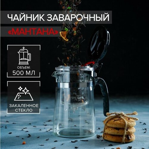 Чайник стеклянный заварочный «Мантана», 500 мл, с пластиковым ситом