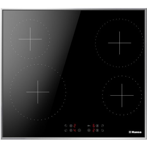 Электрическая варочная панель Hansa BHCI66377, цвет панели черный, цвет рамки серебристый