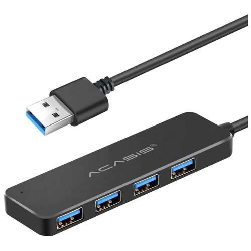 Хаб Acasis USB 3.0 Compact Portable Hub 4 Ports, (AB3-L412 120см), черный