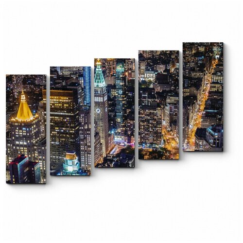 Модульная картина Вид на ночной Нью-Йорк 90x63