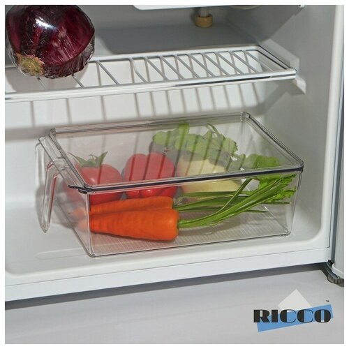 RICCO Контейнер для холодильника с крышкой и ручкой RICCO, 32×20,5×10 см, цвет прозрачный