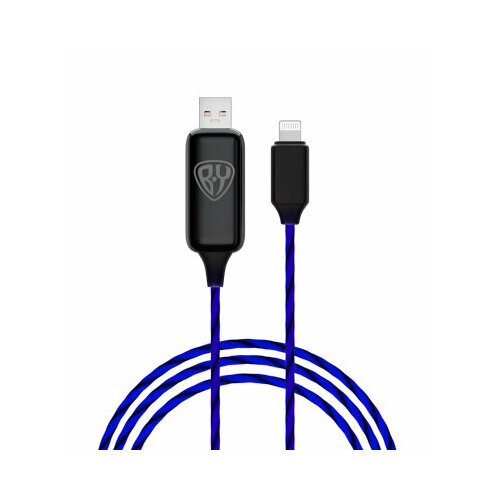By кабель для зарядки светящийся ip, 1м, 2.4а, быстрая зарядка, led подсветка синяя