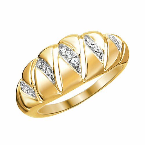 Кольцо Эстет, желтое золото, 585 проба, фианит, размер 17