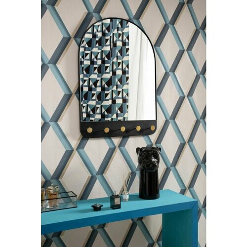 Зеркало декоративное с крючками, овал, 51x71 см, цвет чёрный