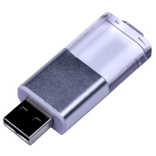 Пластиковая флешка с выдвижным механизмом и кристаллом (32 Гб / GB USB 2.0 Белый/White cristal10)
