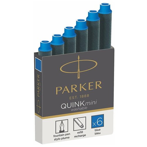 Картриджи чернильные Parker "Cartridge Quink Mini" синие, 6шт, картонная коробка