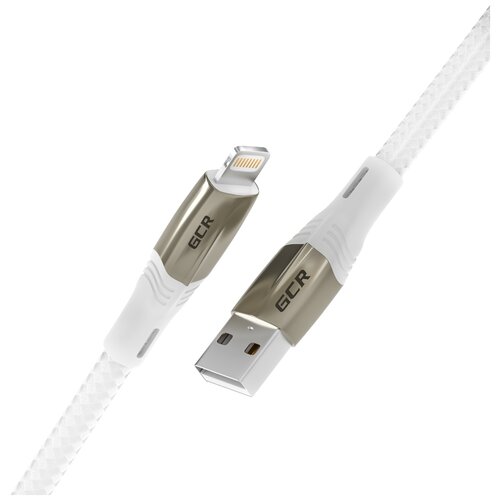 Кабель GCR USB - Lightning MFI (GCR-IP14), 1.7 м, 1 шт., белый нейлон