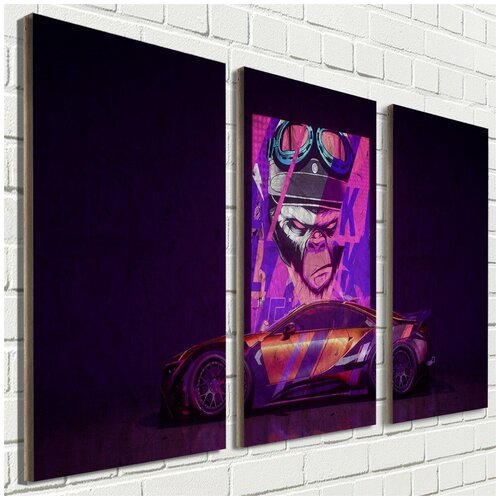 Модульная картина на рельефной доске ОСП Игры Need For Speed (Гонки, Доменико Торетто, Красивые Машины) - 3144