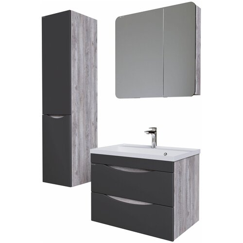 Зеркальный шкаф для ванной комнаты "ТАЛИС-80 см" Лев. бетон пайн