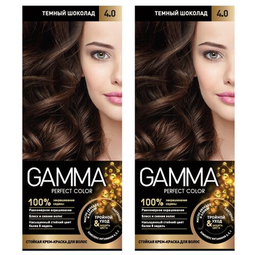 GAMMA Perfect color краска для волос, 2 шт, 4.0 темный шоколад, 60 мл