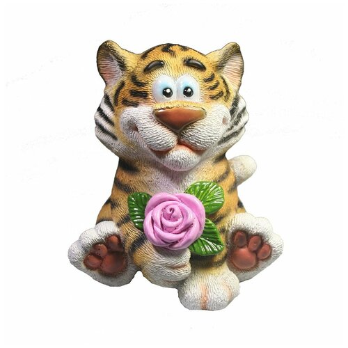 Фигура декоративная Тигр с розой 9*8.5*10.5см KSMR-716221/SGT013