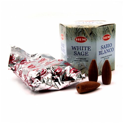 Благовония пуля Back Flow White Sage Белый Шалфей стелющийся дым конусы 40шт