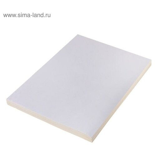 Бумага А4, 50 листов, 80 г/м, самоклеящаяся, белая глянцевая