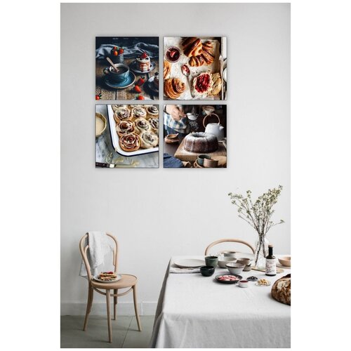 Комплект картин на дереве для интерьера кухни "Выпечка" 60*60см