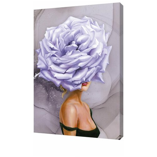 Картина на холсте 50х70 см. Девушка в цветах "Topposters"