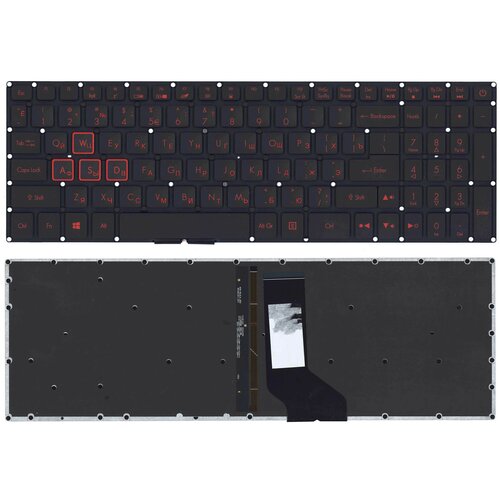 Клавиатура для Acer Nitro 5 AN515-51 черная с красной подсветкой