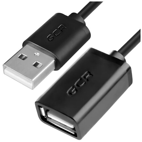 GCR Удлинитель 1.8m USB 2.0, AM/AF, черный, 28/28 AWG