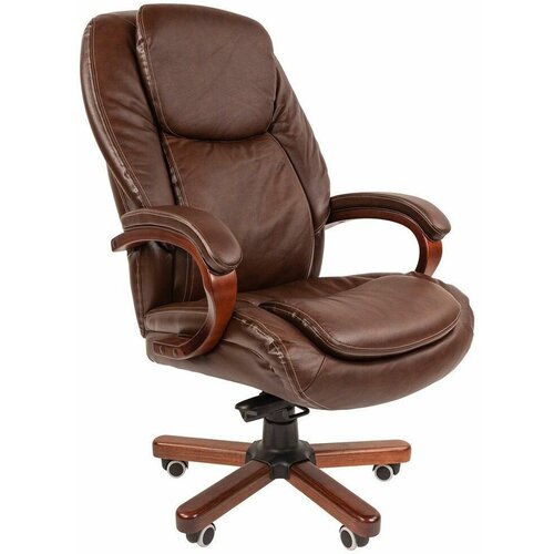 Компьютерное кресло Chairman 408 для руководителя, обивка: натуральная кожа, цвет: коричневый
