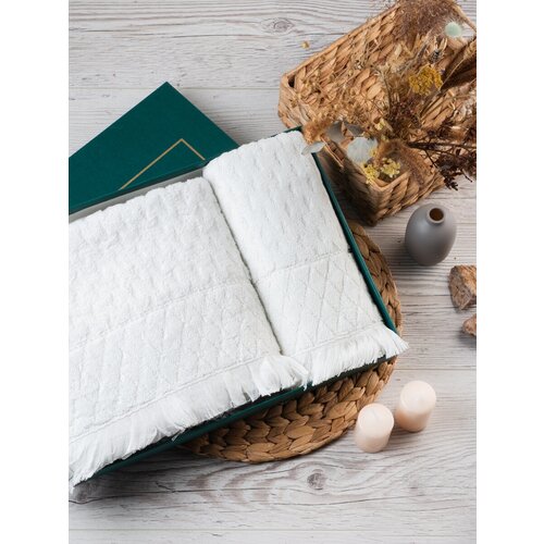 Подарочный набор полотенце банное махровое 70х140 и 50х90 см, PATRIK SAYLI (кремовый) FORTUNE