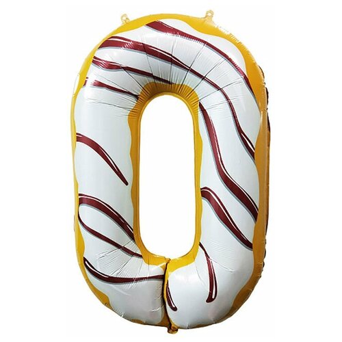 Воздушный шар фольгированный Riota Цифра 0, Пончик, 102 см